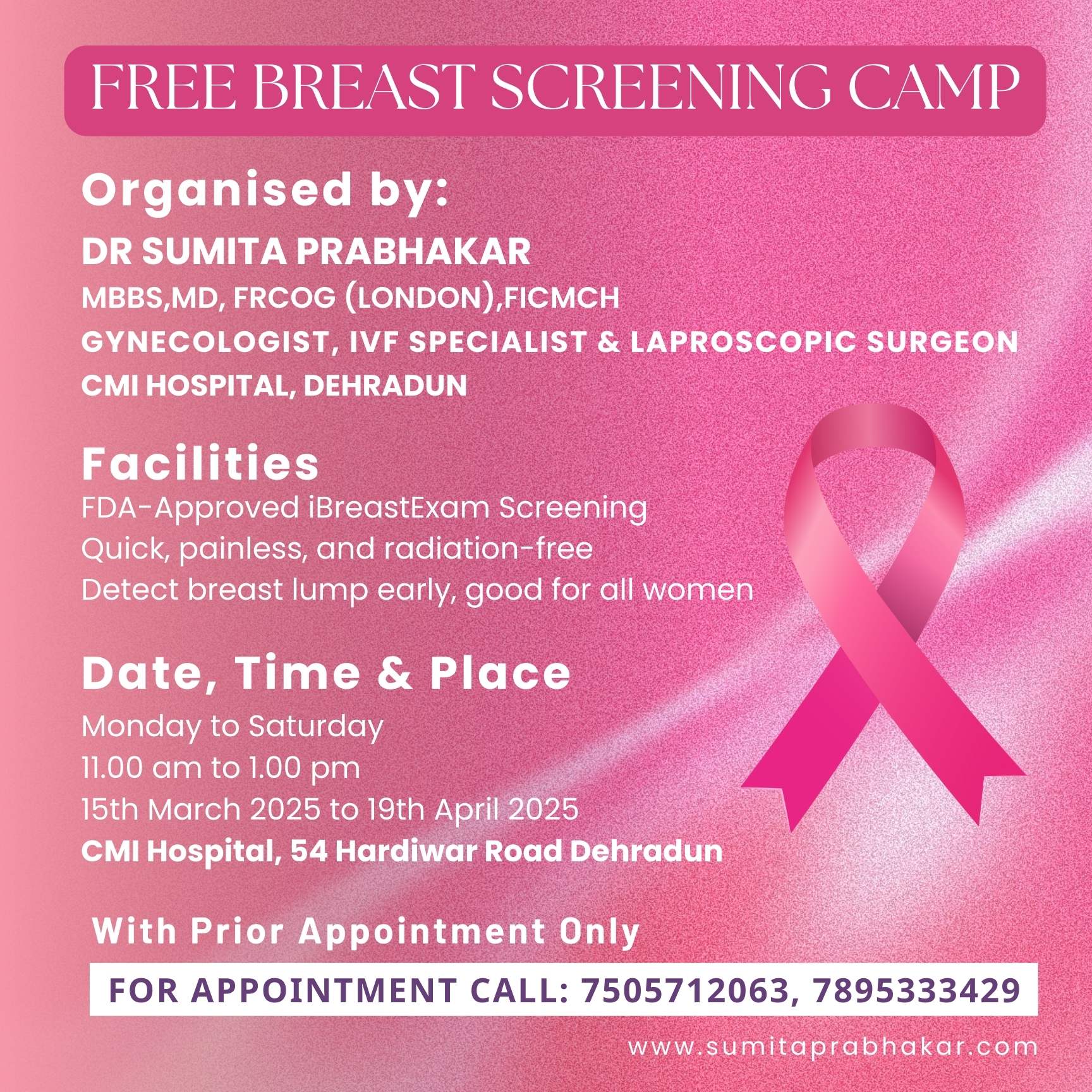 Free Breast Screening Camp at CMI Hospital, Dehradun